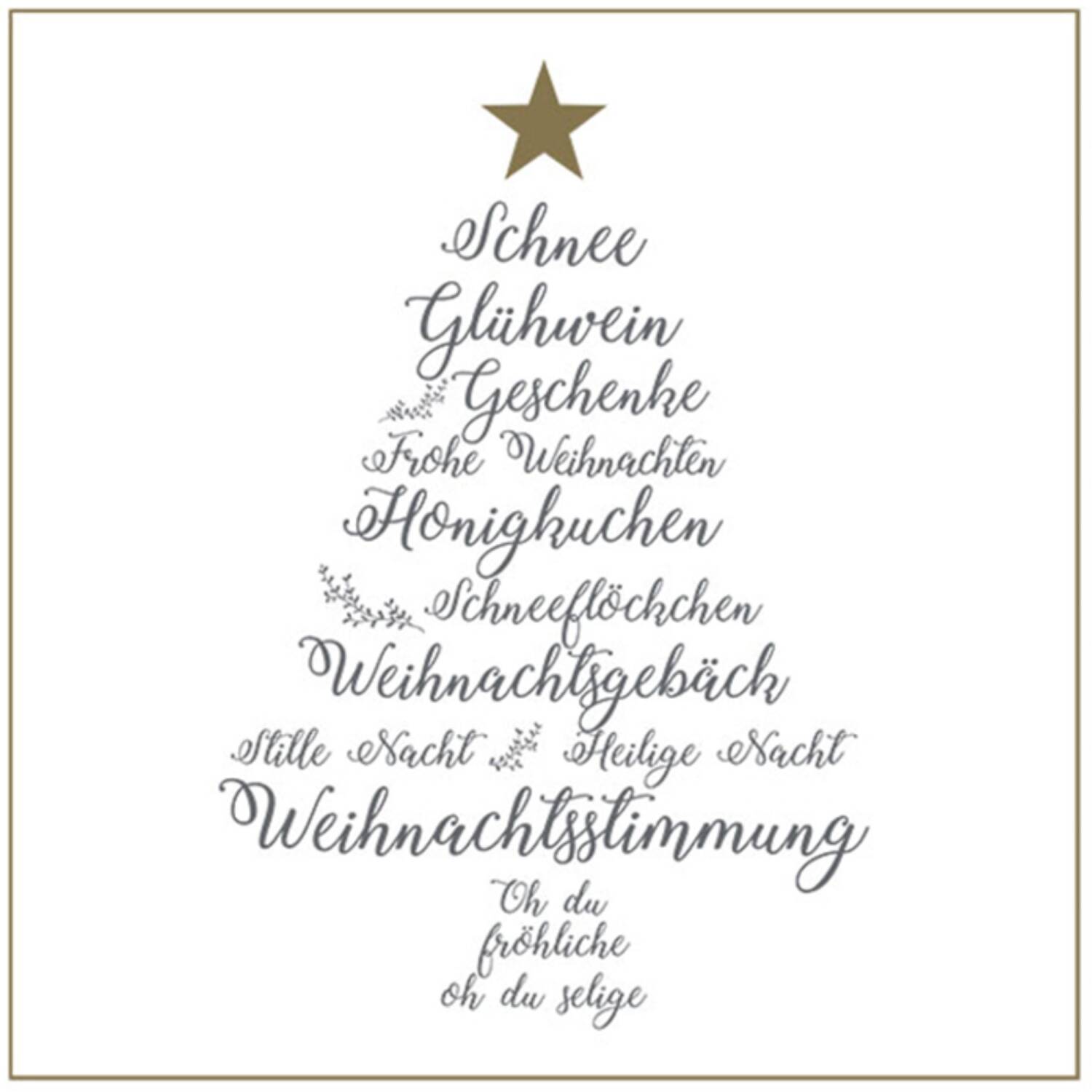 Krasilnikoff weiße Servietten Motiv Christmas Words 33x33cm