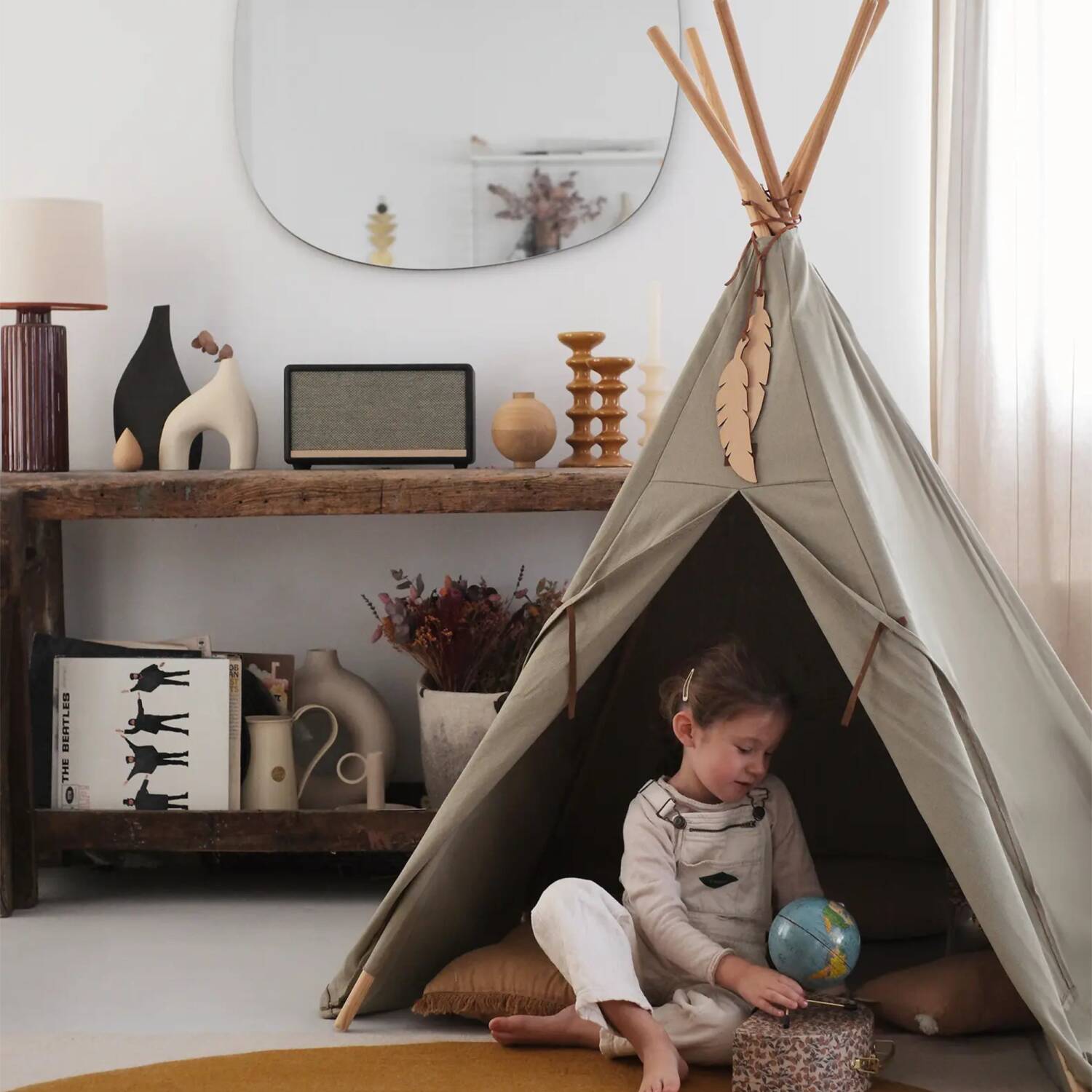 Nobodinoz Tipi Kinder Spielzelt Nevada laurel green Pure Line
